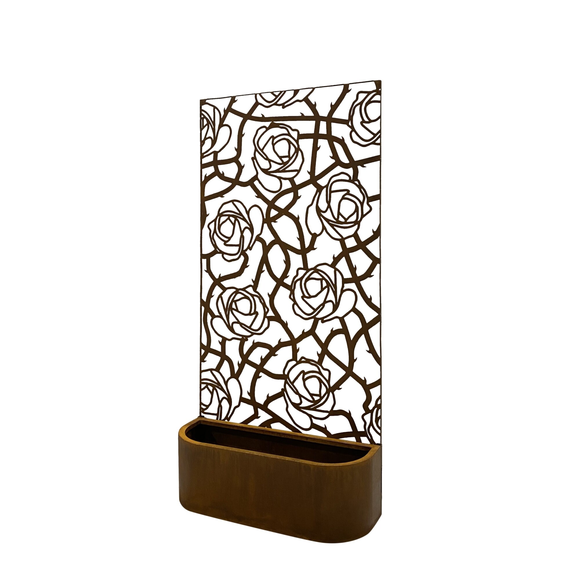 'Entangled' Garden Screen with Rounded Front Planter | Corten Steel | 2 ...