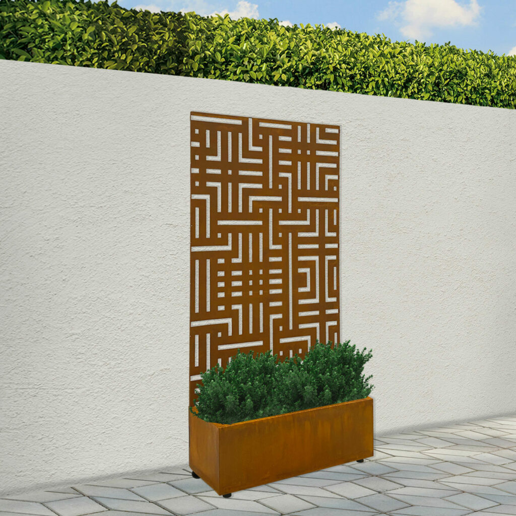 'Hive' Garden Screen with Rounded Planter | Corten Steel | 2 Sizes ...